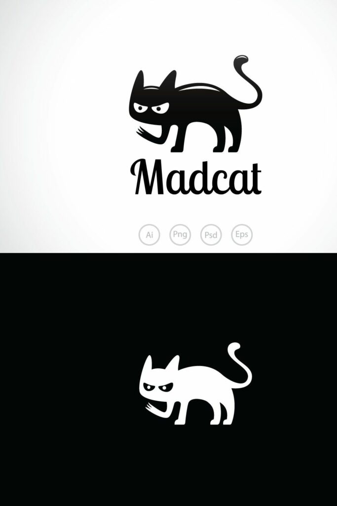 Black Mad Cat Logo Template – MasterBundles