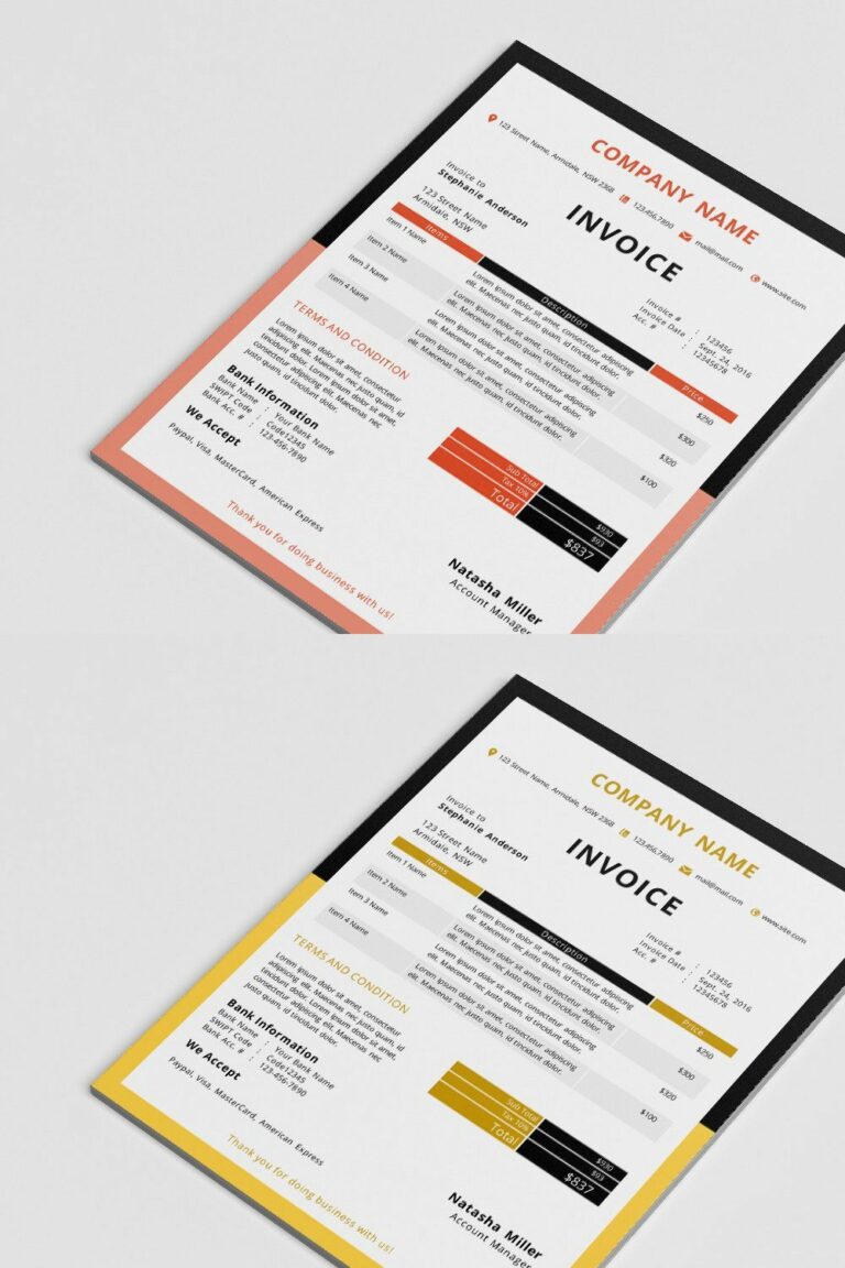 Border invoice template (docx) – MasterBundles