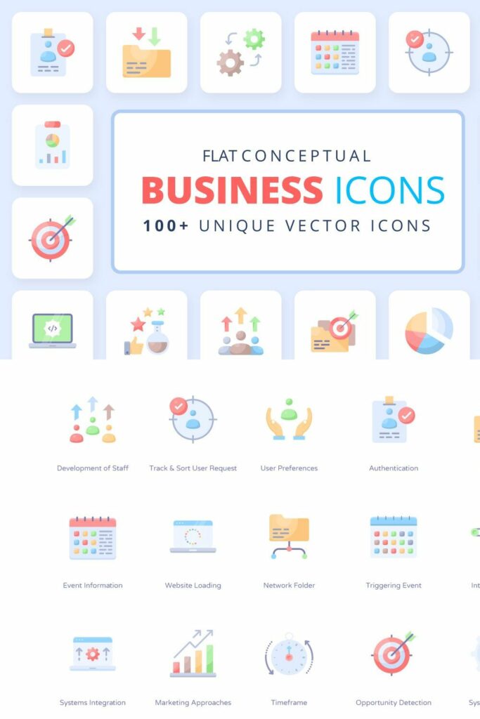 Business Icons Flat Vectors – MasterBundles