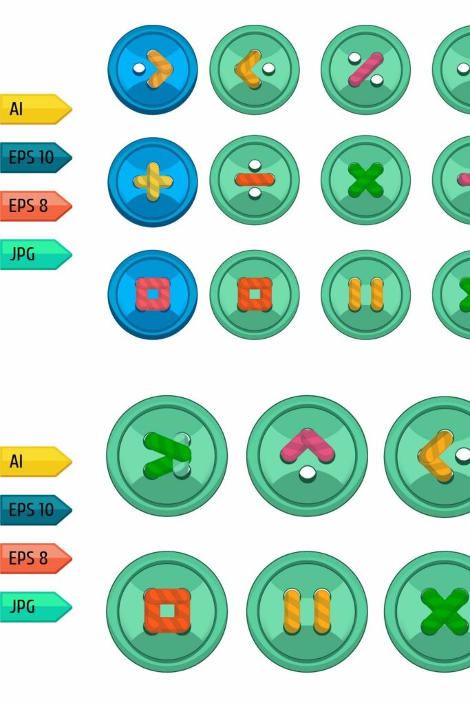 Buttons with strings signs. – MasterBundles