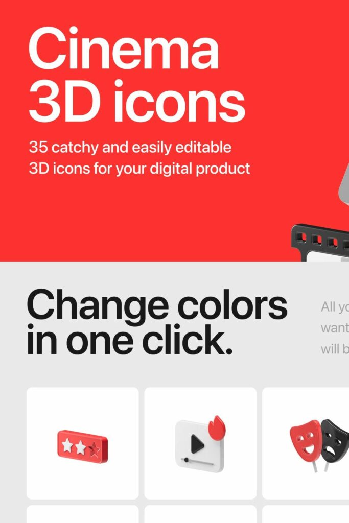 Cinema 3D icons – MasterBundles