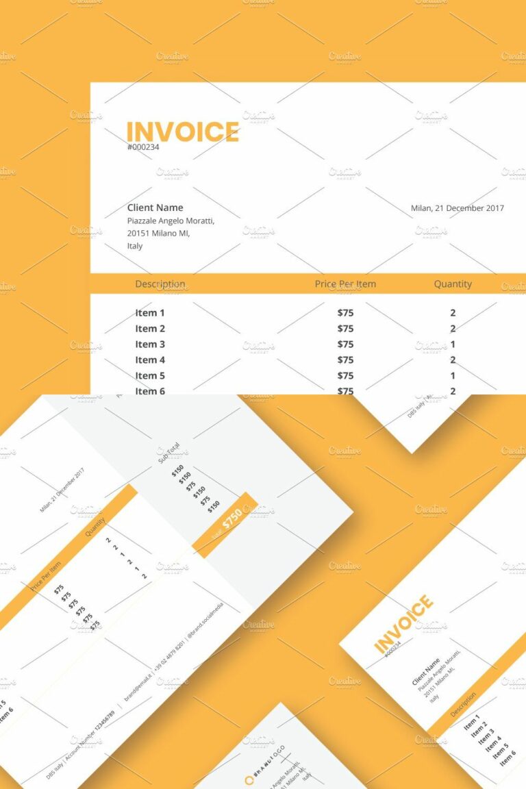 Clean Invoice Design Template – MasterBundles