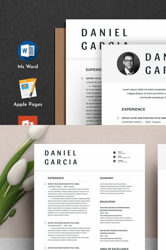Clean Resume Cv Template Word Pages – MasterBundles