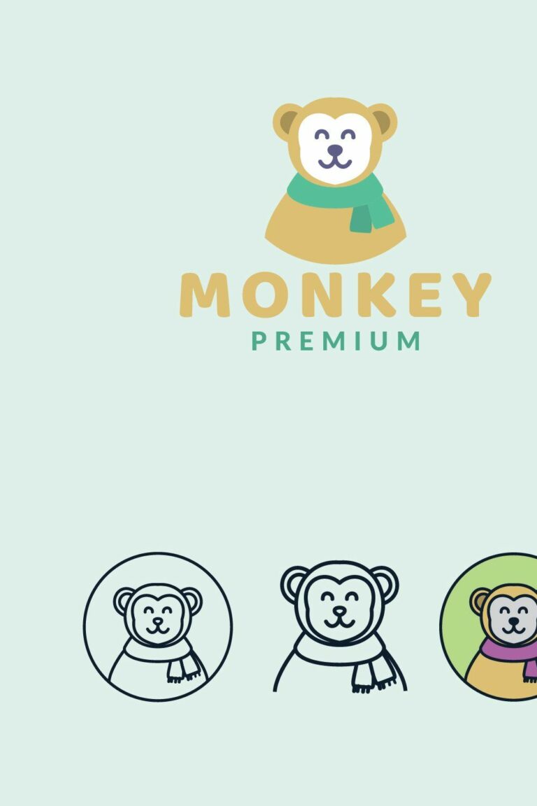 cute cartoon flat monkey logo – MasterBundles