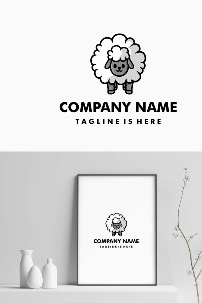 cute sheep cartoon logo – MasterBundles