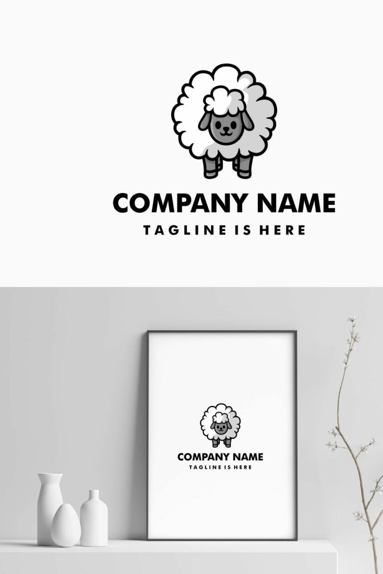 cute sheep cartoon logo – MasterBundles