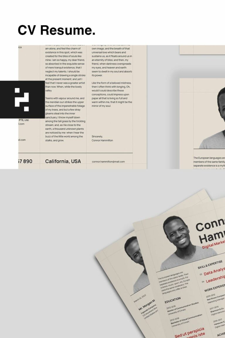 CV Resume Template - Swiss Style – MasterBundles