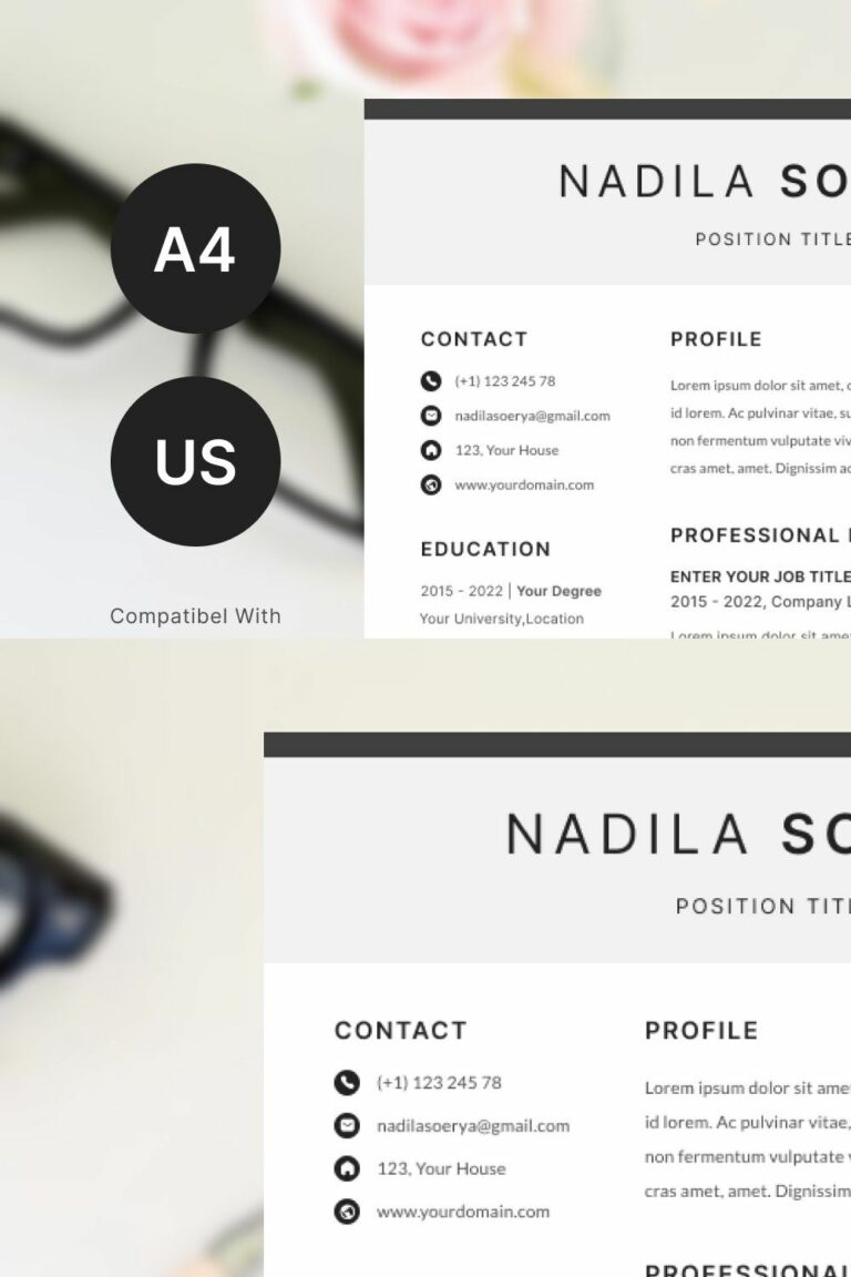 Cv/Resume & Cover Later Minimalist – MasterBundles