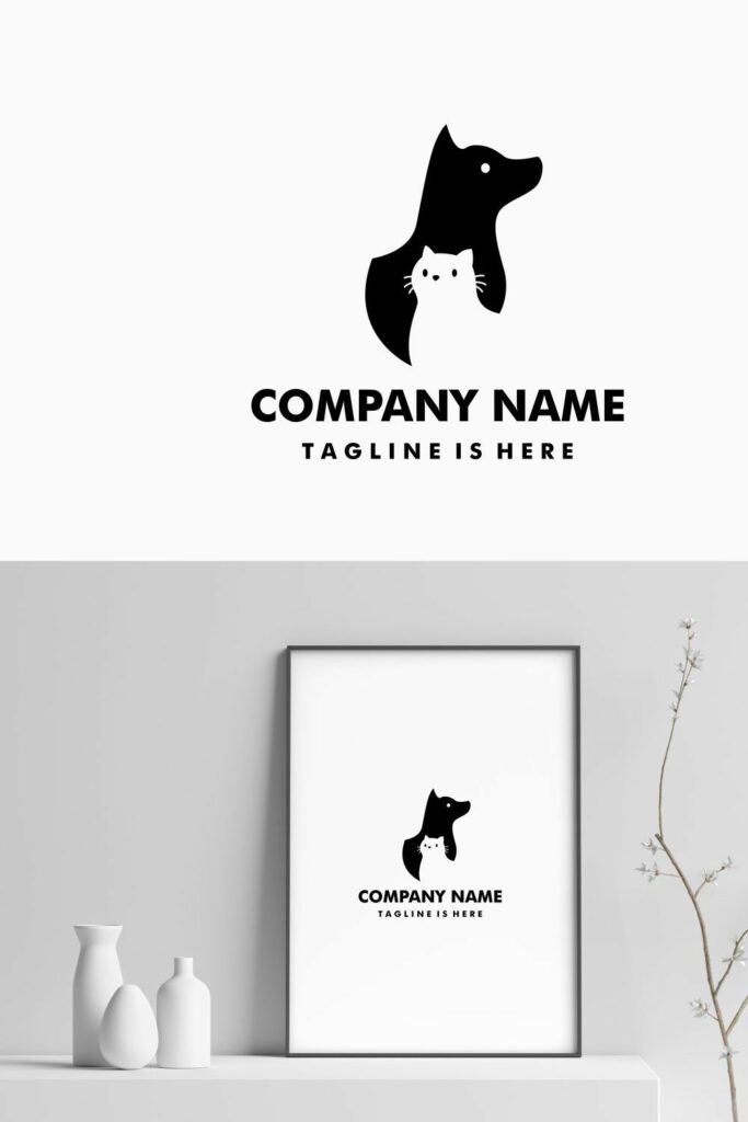 dog cat negative space logo – MasterBundles