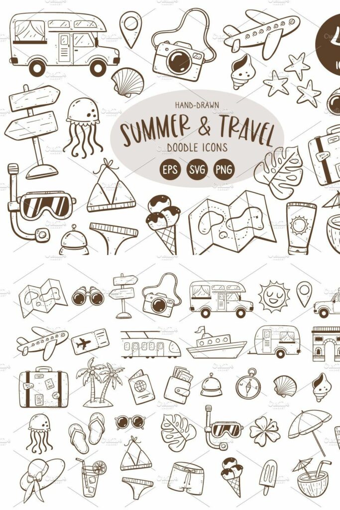 Doodle Summer Icon Set – MasterBundles