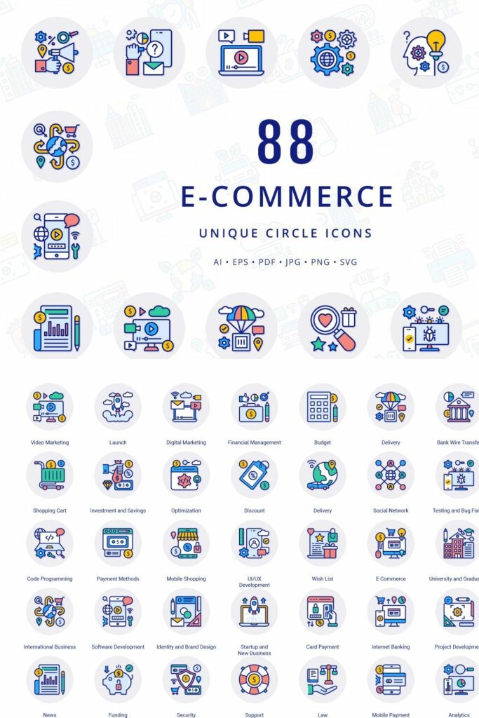 E-Commerce Unique Circle Icons – MasterBundles