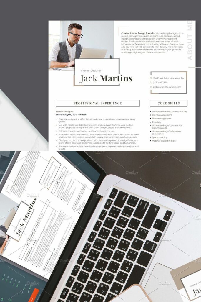 Easy-to-Edit Resume: Interior Design – MasterBundles