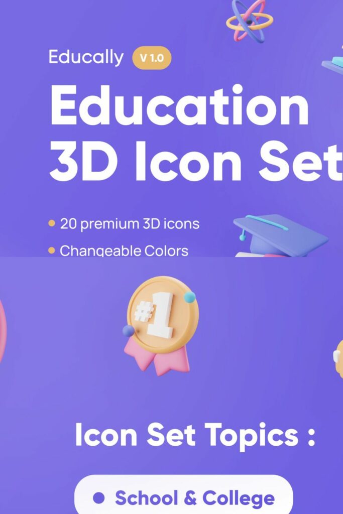 Educally - Education 3D Icon Set – MasterBundles