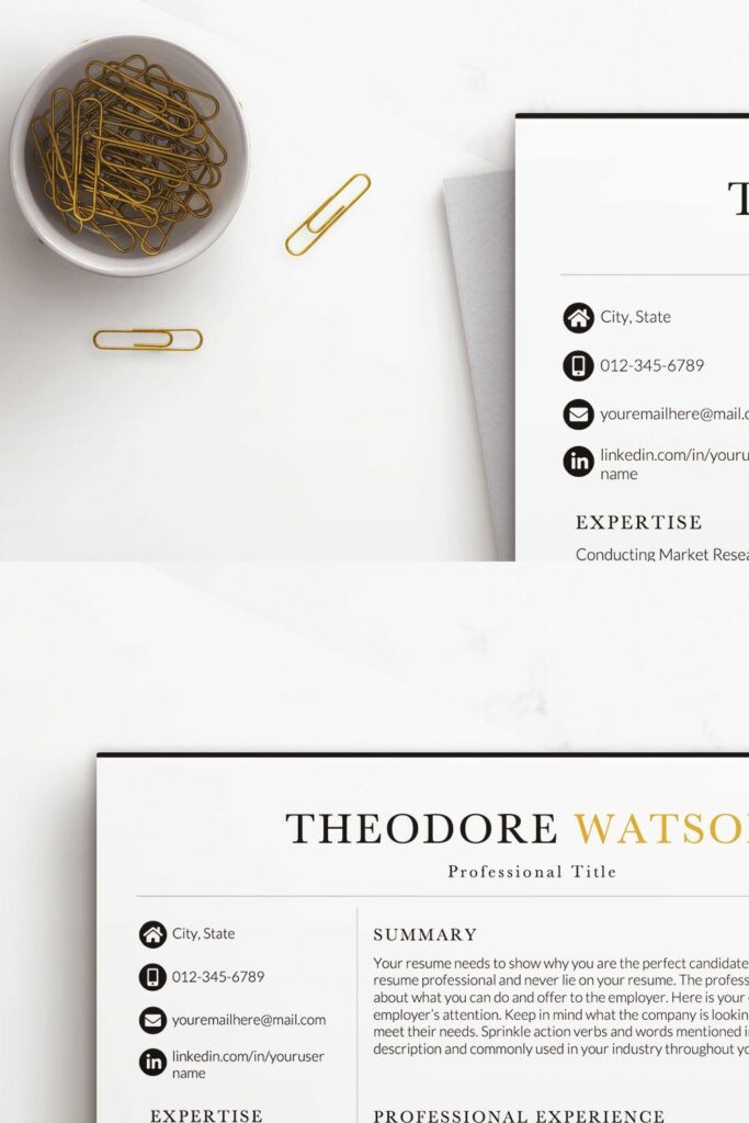 Elegant Resume CV Templates Word – MasterBundles