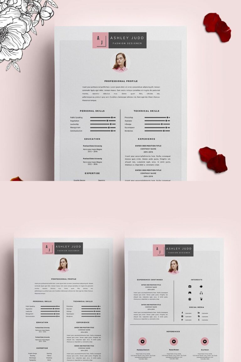 Fashion Designer Resume Template /CV – MasterBundles