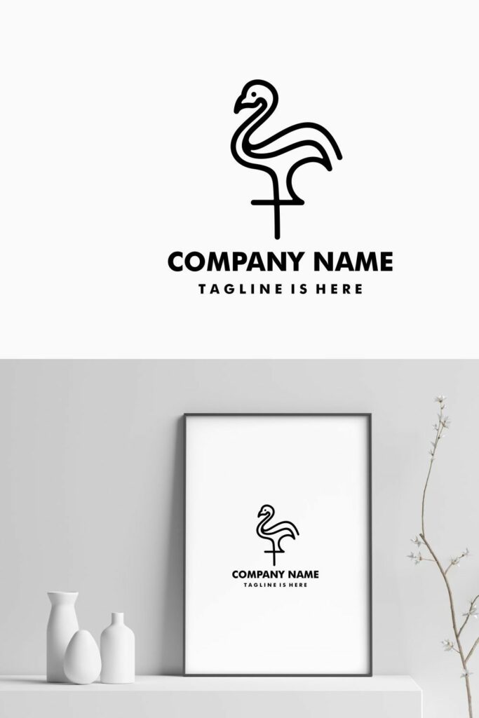 flamingo line outline logo – MasterBundles