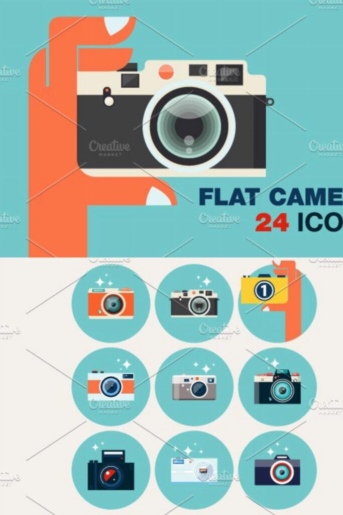 Flat Camera Icons Bundle – MasterBundles