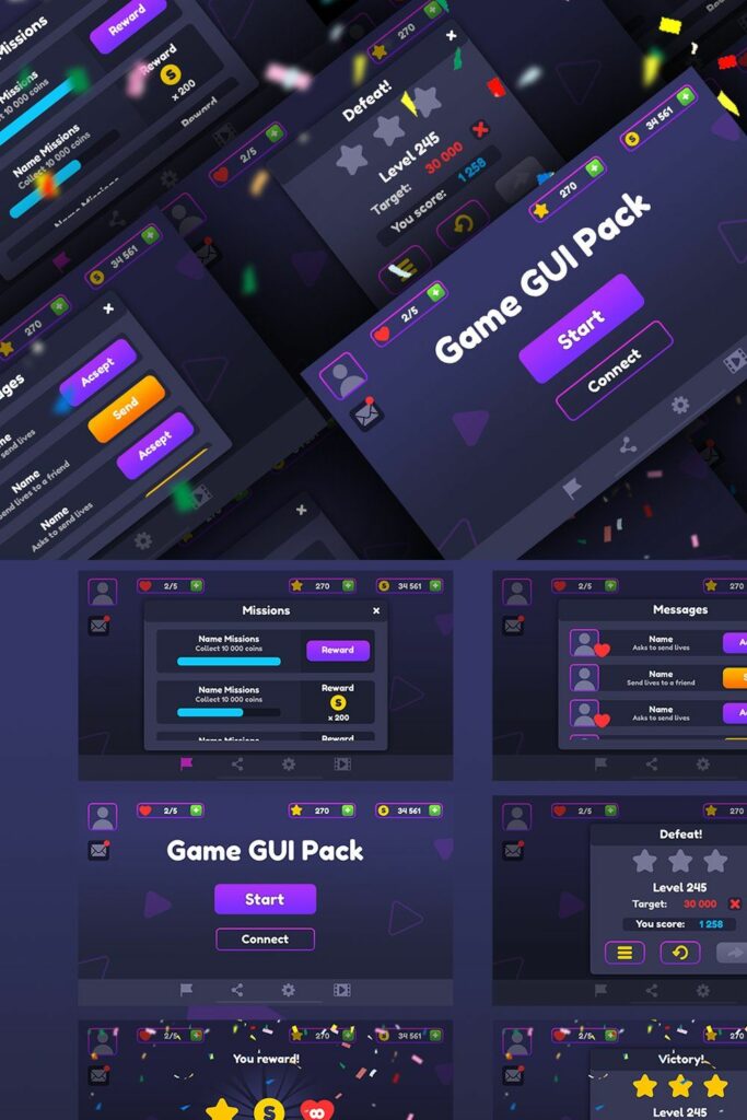 Flat Game GUI Pack – MasterBundles