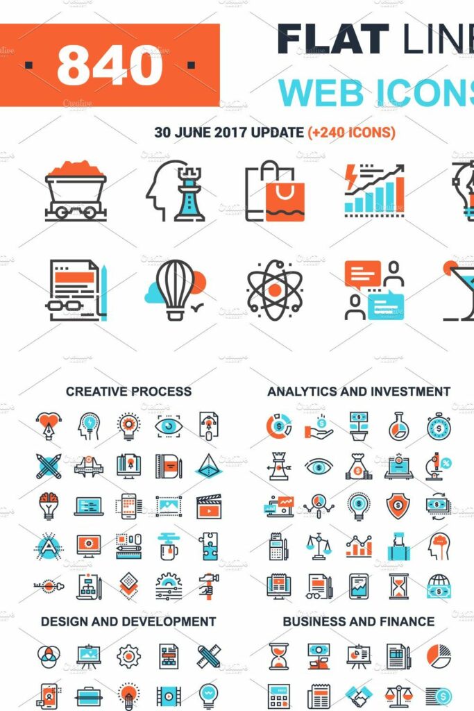 Flat Line Web Icons – MasterBundles