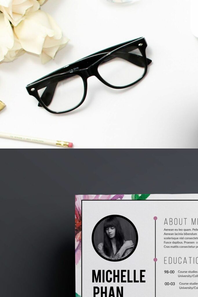 Floral CV template – MasterBundles