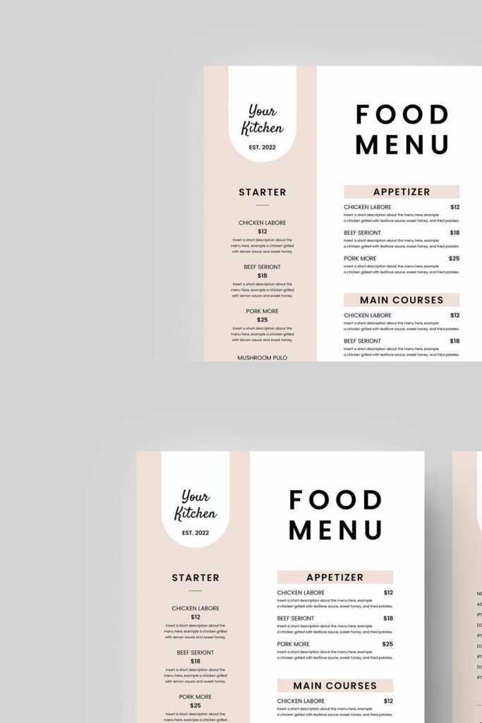 Food Menu | MS Word & Indesign – MasterBundles