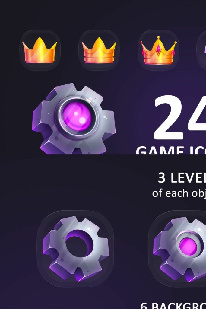 Game Items, Set of 24 Game Icons – MasterBundles