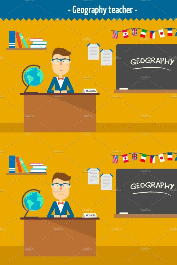 Geography teacher. Two illustrations – MasterBundles