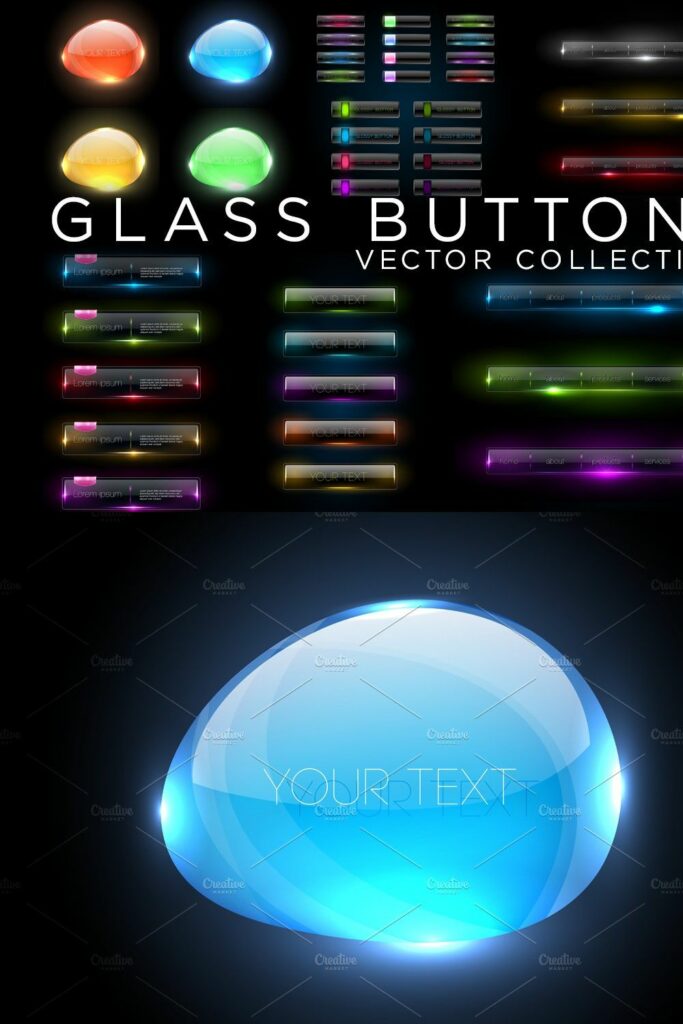 Glass Buttons Vector Collection – MasterBundles