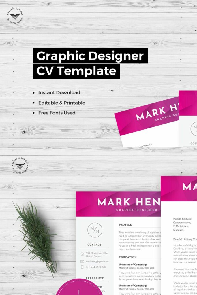 Graphic Designer CV Template – MasterBundles