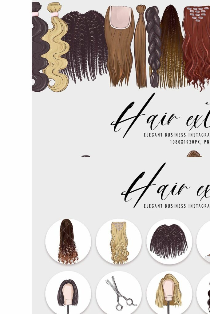 Hair extensions clipart wigs png – MasterBundles
