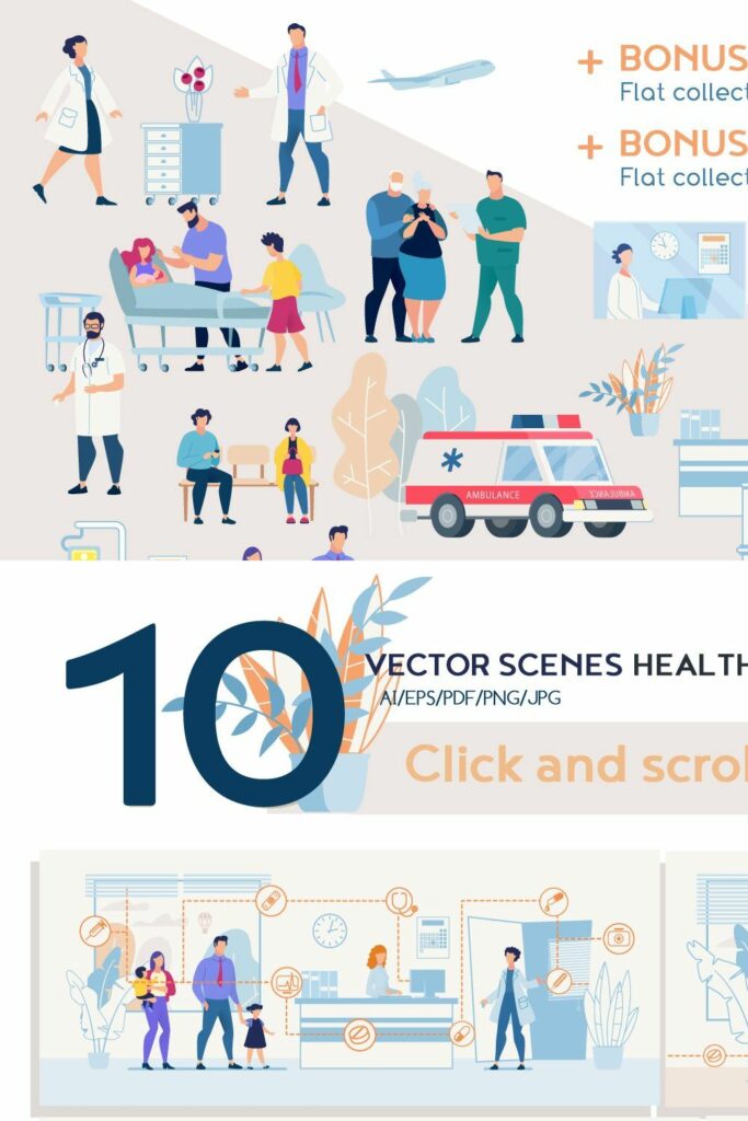 Health Service Scene Vectors – MasterBundles