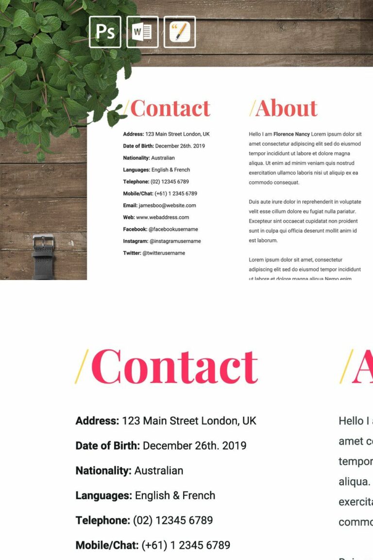 Horizontal Resume Template 60 – MasterBundles