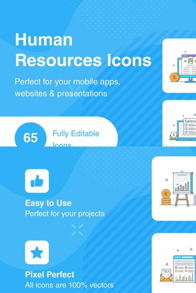 Human Resources Flat Outline Pack – MasterBundles