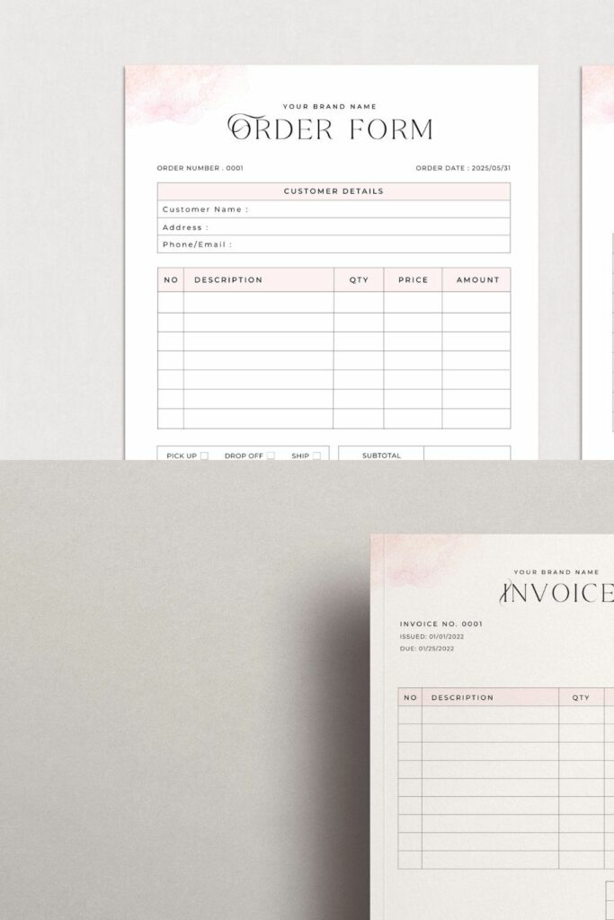 Invoice & Order form Template Canva – MasterBundles