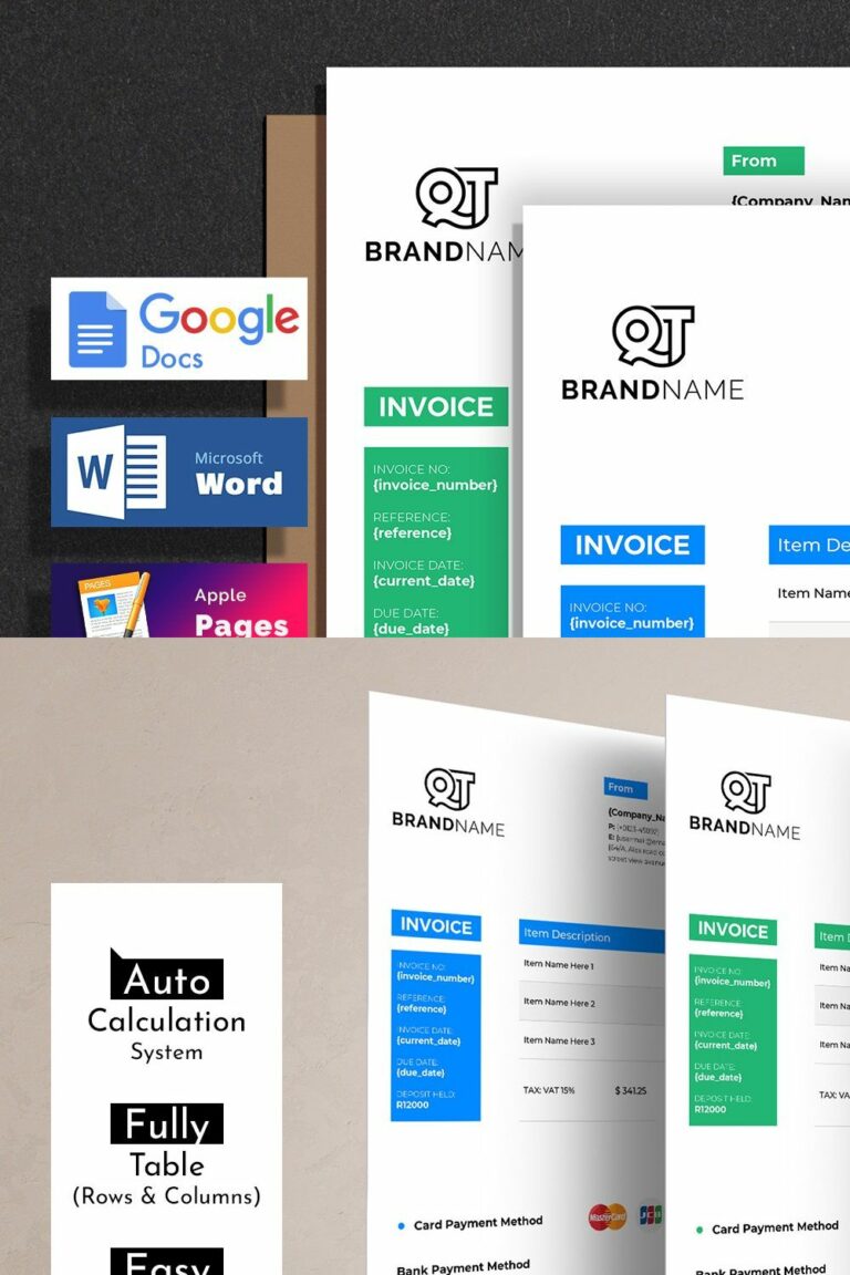 Invoice Template Google Docs Word – MasterBundles