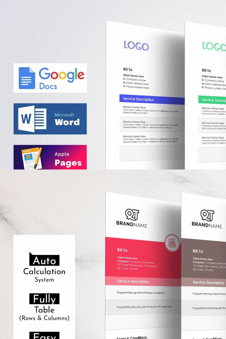 Invoice Template Google Docs Word – MasterBundles