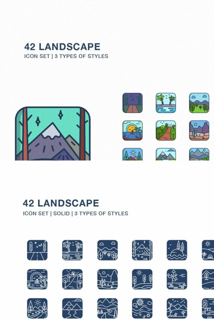 Landscape icon set – MasterBundles