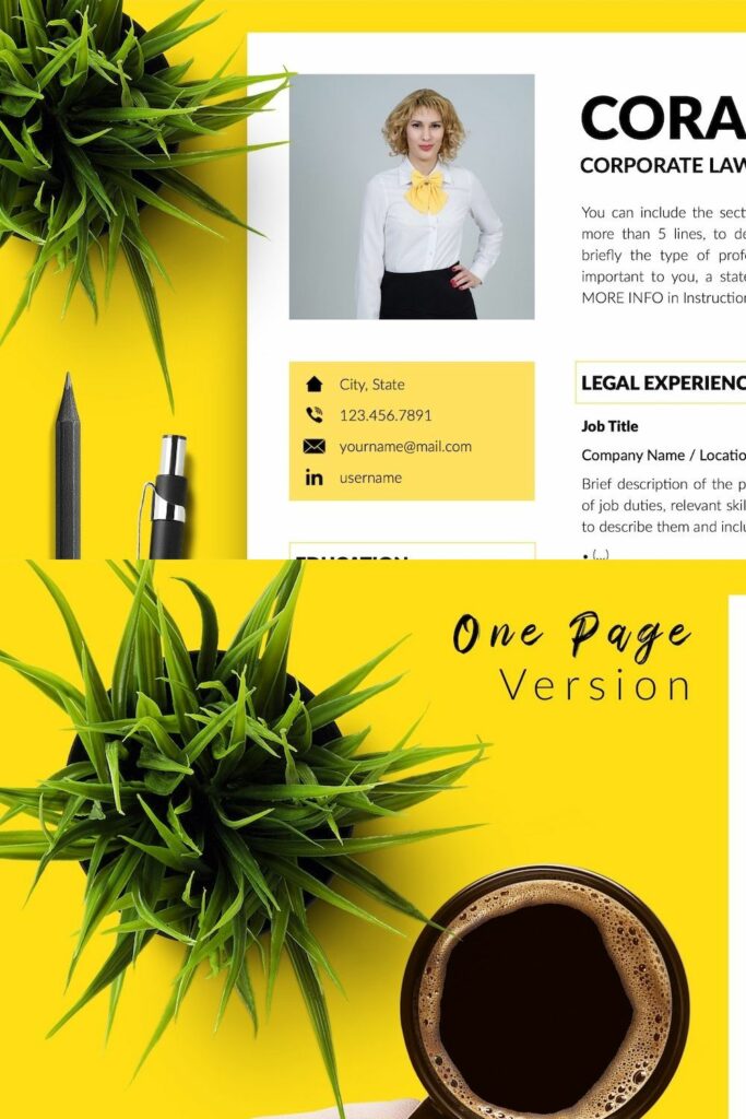 Lawyer CV Template / Resume - Cora – MasterBundles