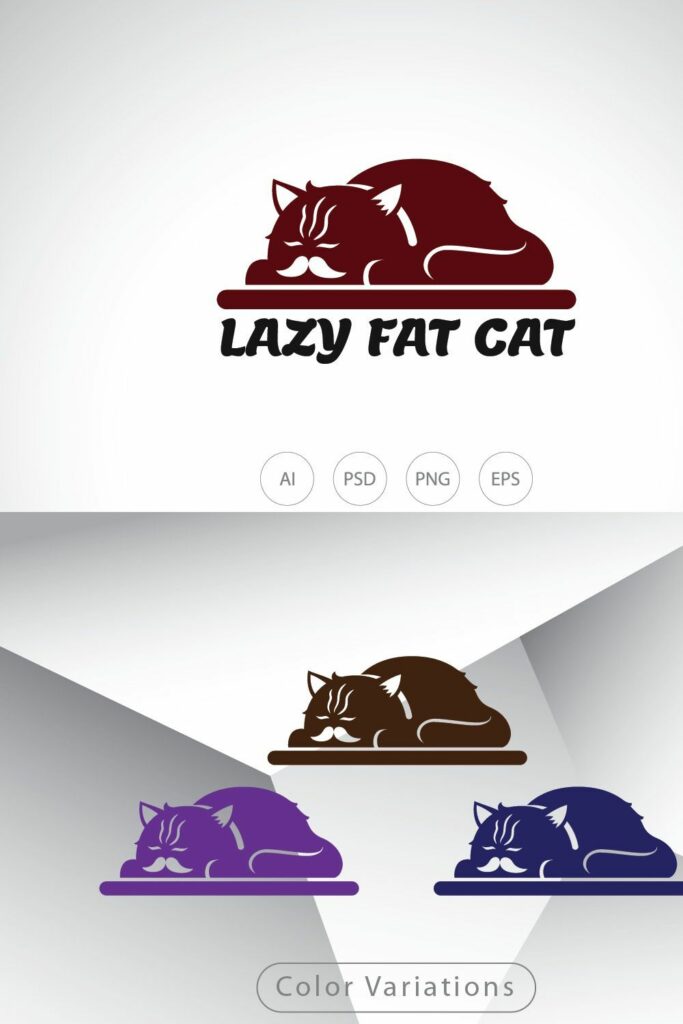 Lazy Fat Cat Logo Template – MasterBundles