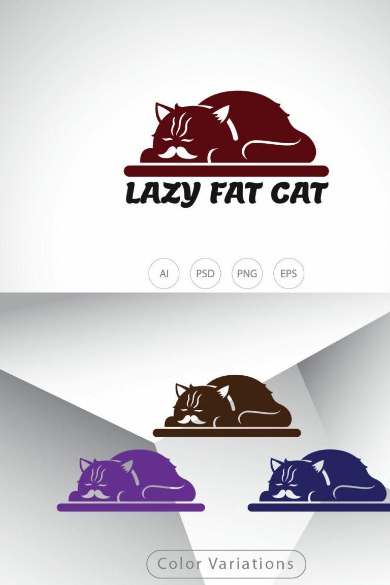 Lazy Fat Cat Logo Template – MasterBundles