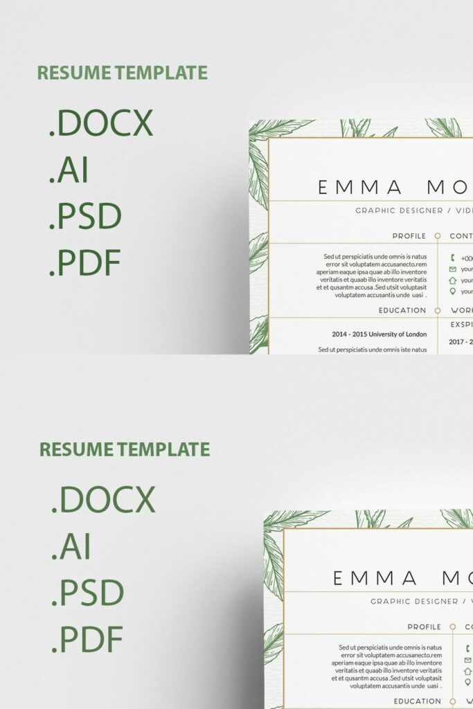 Leafs Resume / CV Template M – MasterBundles