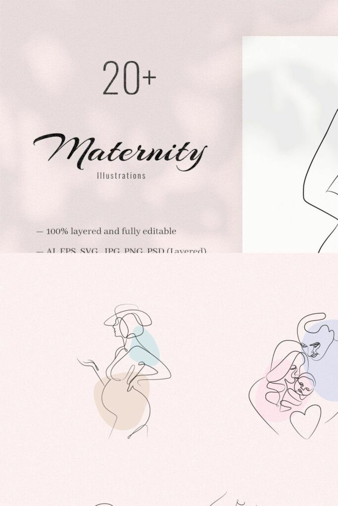 Maternity 20+ Line Art Illustrations – MasterBundles