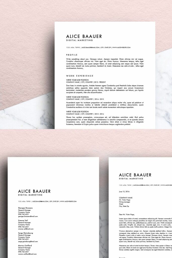 Minimalist Resume (MS Word) | Alice – MasterBundles