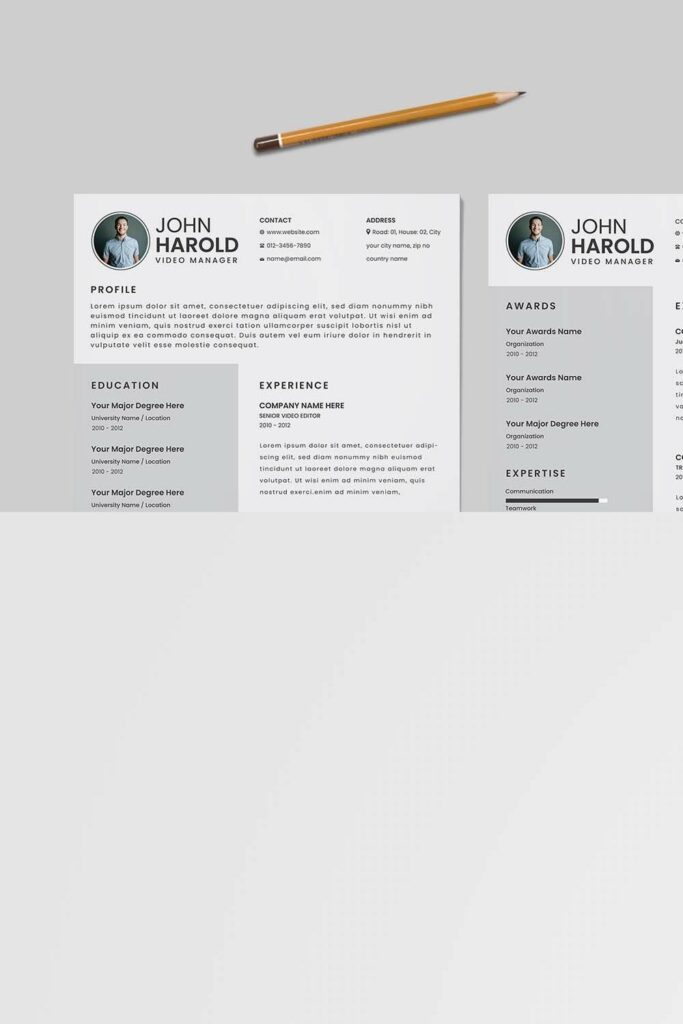 Modern CV Resume Template Design – MasterBundles