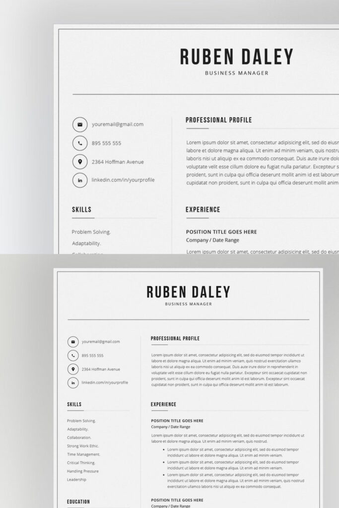 Modern Resume 4 Pages – MasterBundles