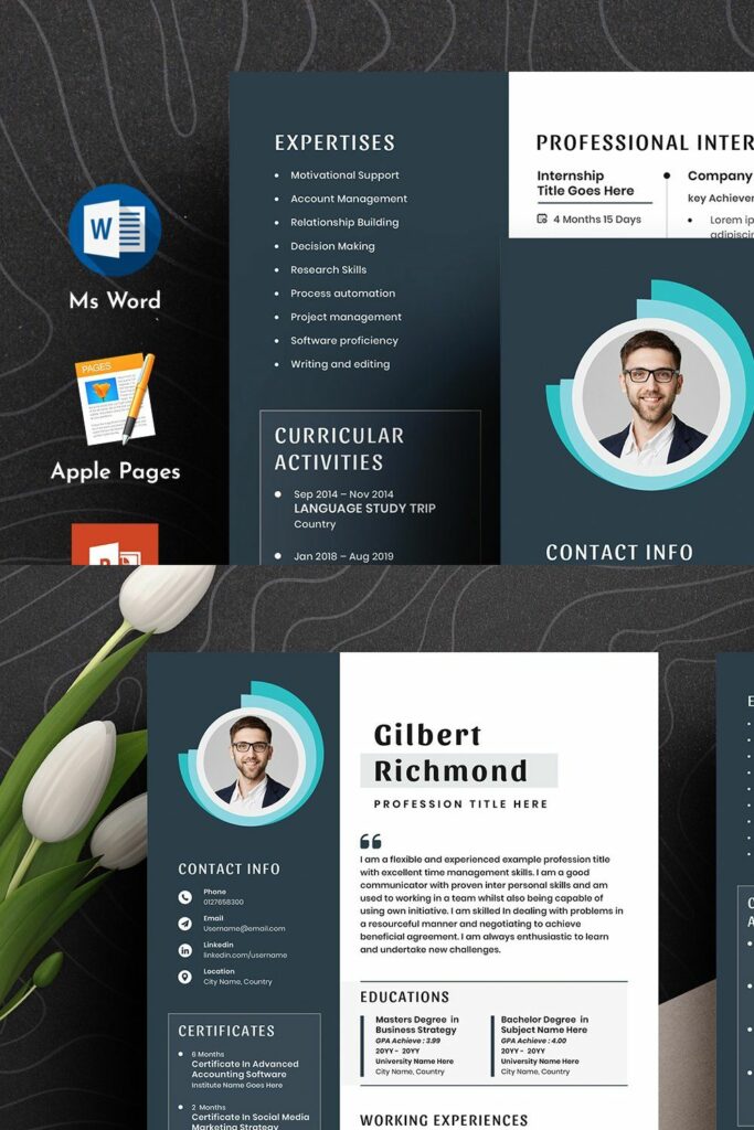 Modern Resume Cv Template Word Pages – MasterBundles
