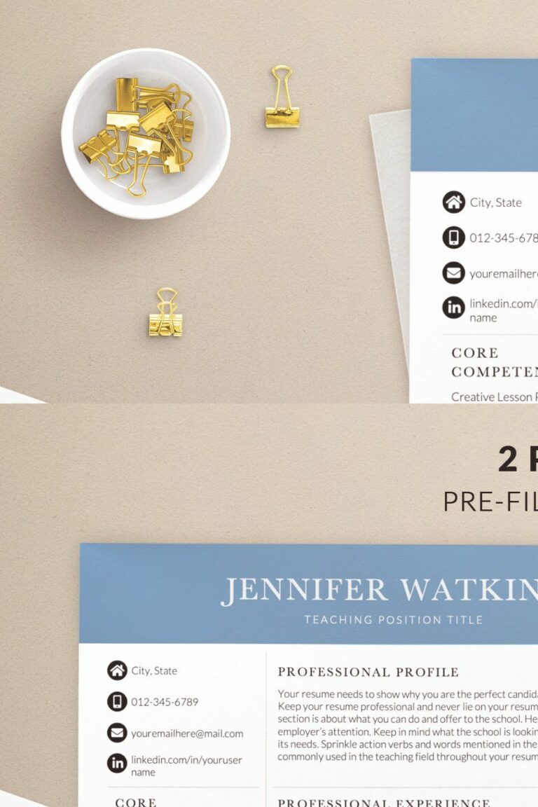 Modern Resume Template for Teachers – MasterBundles