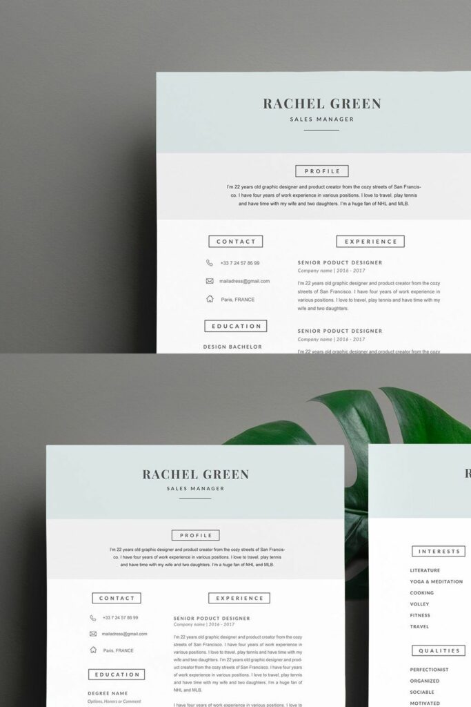 Modern Resume Template "RACHEL" A4 – MasterBundles