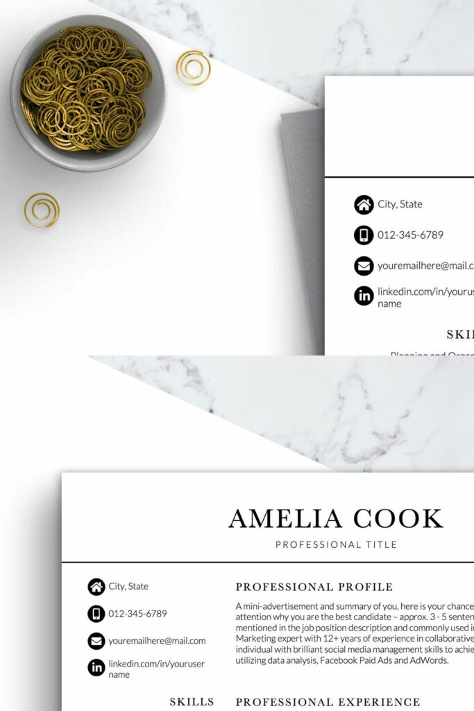 Modern Simple CV Resume Template – MasterBundles