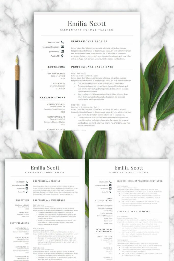 Modern Teacher Resume Template Word – MasterBundles